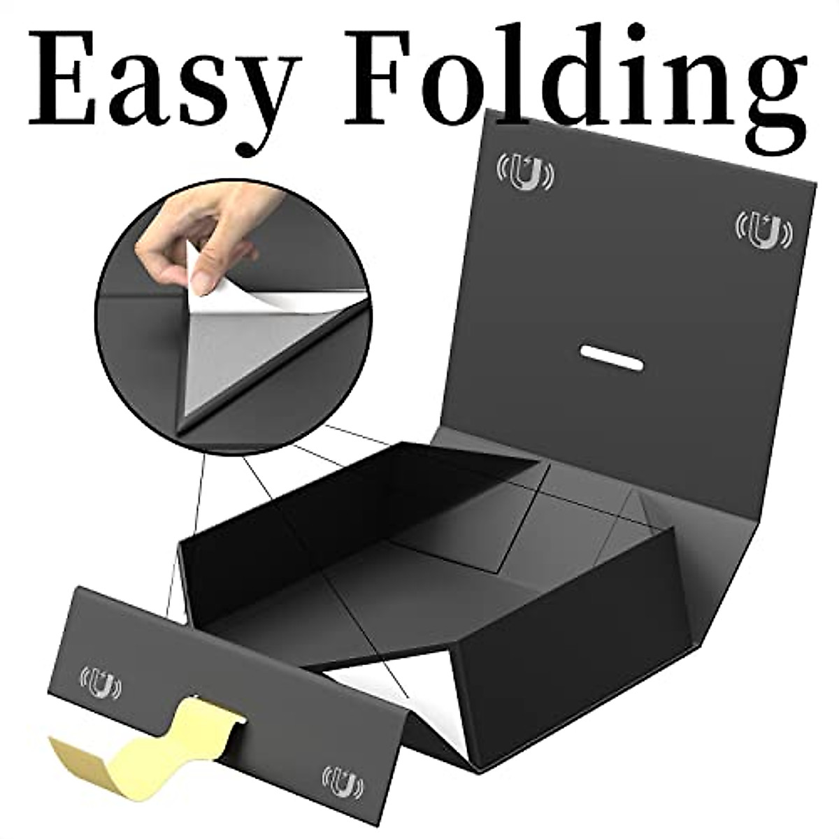 Black Gift Box with Lid, 9x7x4'' Gift Boxes for Presents with Ribbon and Greeting Card Magnetic Closure, Groomsman Proposal Box for Wedding,Birthday,Anniversary,Christmas Gift Luxury Wrap