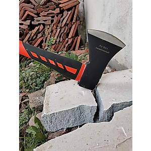 Chopping Axe, Hand Axe, Camp Hatchet for Splitting Kindling and Chopping Branches, Wood Chopping Axe 5.5 lb with 36-in Fiberglass Handle