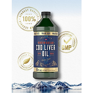 Carlyle Norwegian Cod Liver Oil | 16oz | Pack of 3 Bottles | Liquid Unflavored Fish Oil Supplement | Non-GMO, Gluten Free