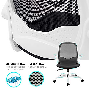 KERDOM Office Chair, Ergonomic Desk Chair, Breathable Mesh Computer Chair, Comfy Swivel Task Chair with Flip-up Armrests and Adjustable Height