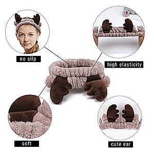 AHONEY Makeup Spa Headband Face Wash Headband for Women Girls Cute Headbands Animal Ears Shower 4Pcs Coral Fleece Hair Band Women Cosmetic Headwrap for Spa Yoga Makeup Washing Face