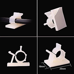 30 Pieces White Cable Clips Viaky Adjustable Self-Adhesive Nylon Wire Clips Cable Management Drop Wire Holder