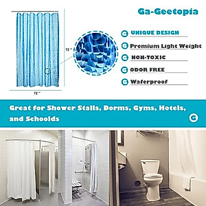 Ga-Geetopia EVA 3D Blue Pearl Water Cube Plastic Shower Curtain Liner - Premium Light Weight 72" x 72" Blue Bathroom Shower Showroom Curtain Liner with Rustproof Metal Gromments and Weighted Magnet