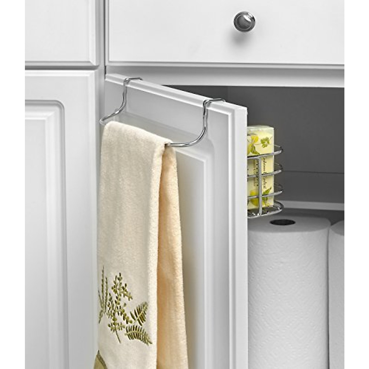 Spectrum Diversified Duo Over-the-Cabinet Towel Bar and Small Basket, Large, Chrome