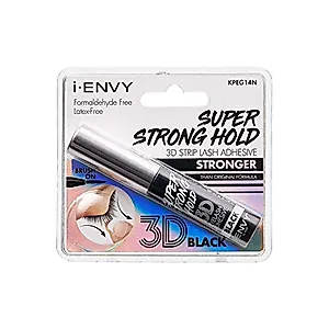 i-Envy Super Strong Hold 3D Strip Lash Glue Brush-On False Eyelash Adhesive, Waterproof, Hypoallergenic, Latex & Formaldehyde Free (Black)