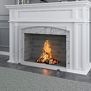 Barton 39x29 Fireplace Screen Tempered Glass 1 Panel Fire Door Freestanding Cover Decorative Spark Guard Gate Grate
