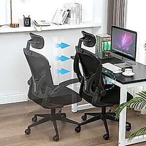 ALEAVIC Ergonomic Office Chair, High Back Office Chair, Home Office Desk Chair, Breathable Mesh Office Chair, Comfort Swivel Task Chair with Flip-up Arms and Adjustable Height (Black)