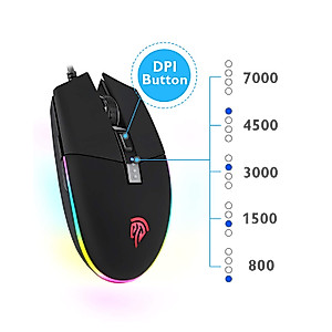 EasySMX V50 RGB Wired Gaming Mouse, Ergonomic Computer Mouse with 5 Programmable Buttons, 22 Preset Macros for PUBG, 5 DPI Settings, LED Backlit USB Mouse for Laptop/PC/Windows/Linux/Mac