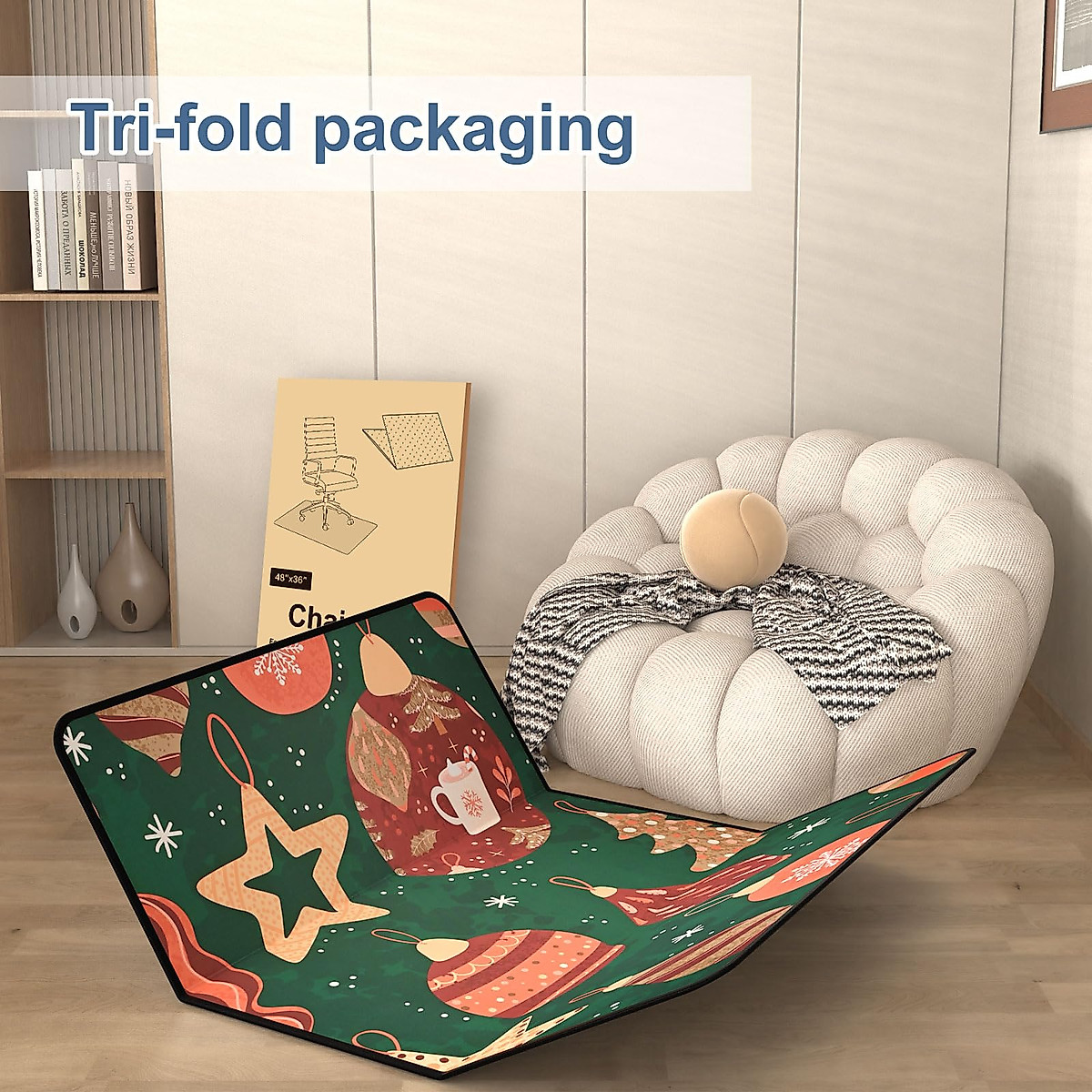 Mapuon Heavy Duty Desk Chair Mat for Carpet & Hardwood Floors, 48" x 36" Exquisite Jacquard Floor Mat Office Chair Mat for Carpeted Floors and Hardwood Floor for Home Office