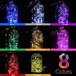 VOOKRY 8 Pack 30 LED Fairy Lights Battery Operated-10ft Mini Copper Wire String Lights Firefly Starry Moon Lights for DIY Crafts Wedding Party Table Centerpieces Bedroom Costume Christmas(Multicolor)