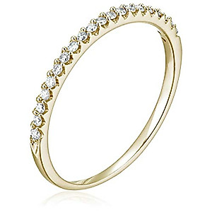 Vir Jewels 1/10 cttw Mircopave Petite Round Diamond Wedding Band for Women in 10K Yellow Gold Prong Set, Size 6.5