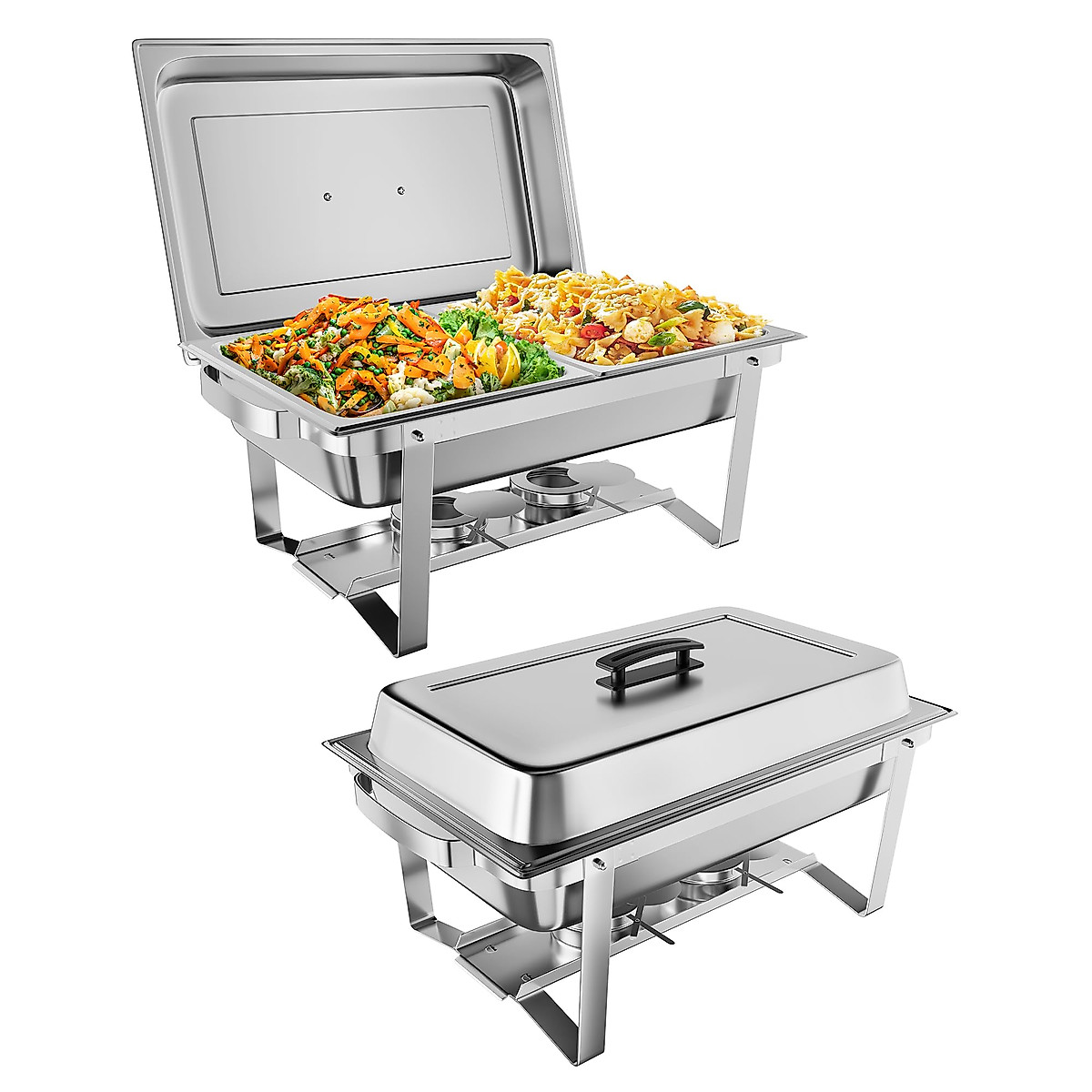 Takywep Chafing Dish Buffet Set 2 Pack, 8 QT Stainless Steel Chafer Buffet Food Servers and Warmers Set with Water Pan for Weddings, Parties, Banquets, and Catering