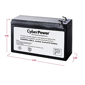 CyberPower RB1280A UPS Replacement Battery Cartridge, Maintenance-Free, User Installable, 12V/9Ah