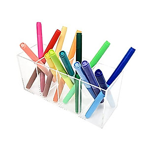 Acrylic Pen Holder 4 Compartments Clear Pencil Holder Organizer Makeup Brush Holder