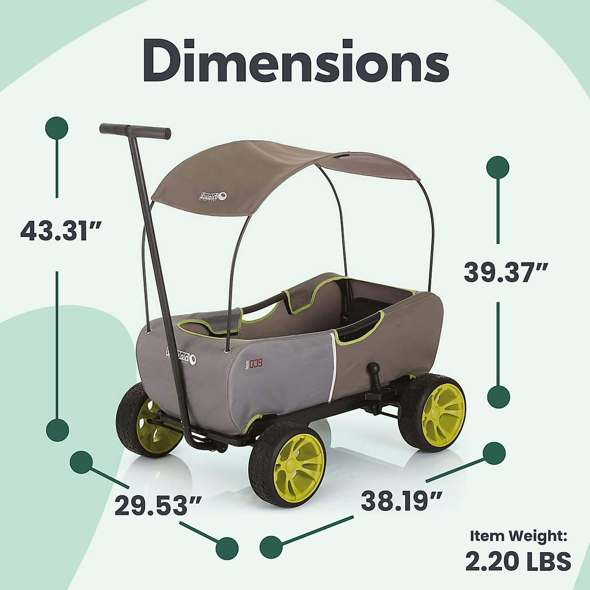 hauck Eco Wagon with Multipurpose Hand Pulled Utility, Steel Tube Framing, and Easy Fold Feature for Kids Pull Along Wagons, Forest Green