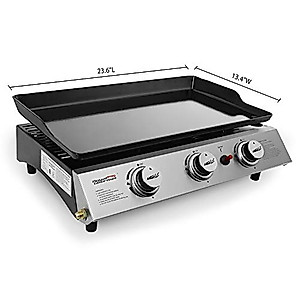 Royal Gourmet PD1300 Portable 3-Burner Propane Gas Grill Griddle,Black