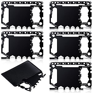 6 Pcs Credit Card Wallet Size Multitool 46 in 1 Multi Purpose Survival Pocket Tool Multipurpose Tool Card for Christmas Men Gift, 3.15 x 2.05 Inch (Black)