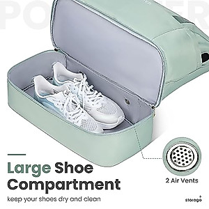 Weekender Bag with Shoe Compartment, Gym Bag for Women with Wet Pocket, Large Travel Bag with USB Charging Port for Travel and Gym-Green