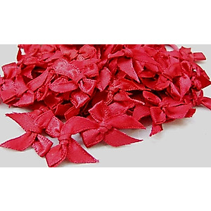 100 Assorted Tiny Satin Ribbon Rose Bows Christmas Style Diameter 10 mm. Tiny Embellishment Craft Artificial Applique Wedding