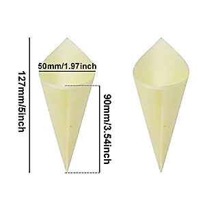 HONBAY 50PCS Disposable Wooden Food Cones Wood Tasting and Serving Cones Appetizer Finger Food Ice Cream Holder for Home Wedding Birthday Party Supplies