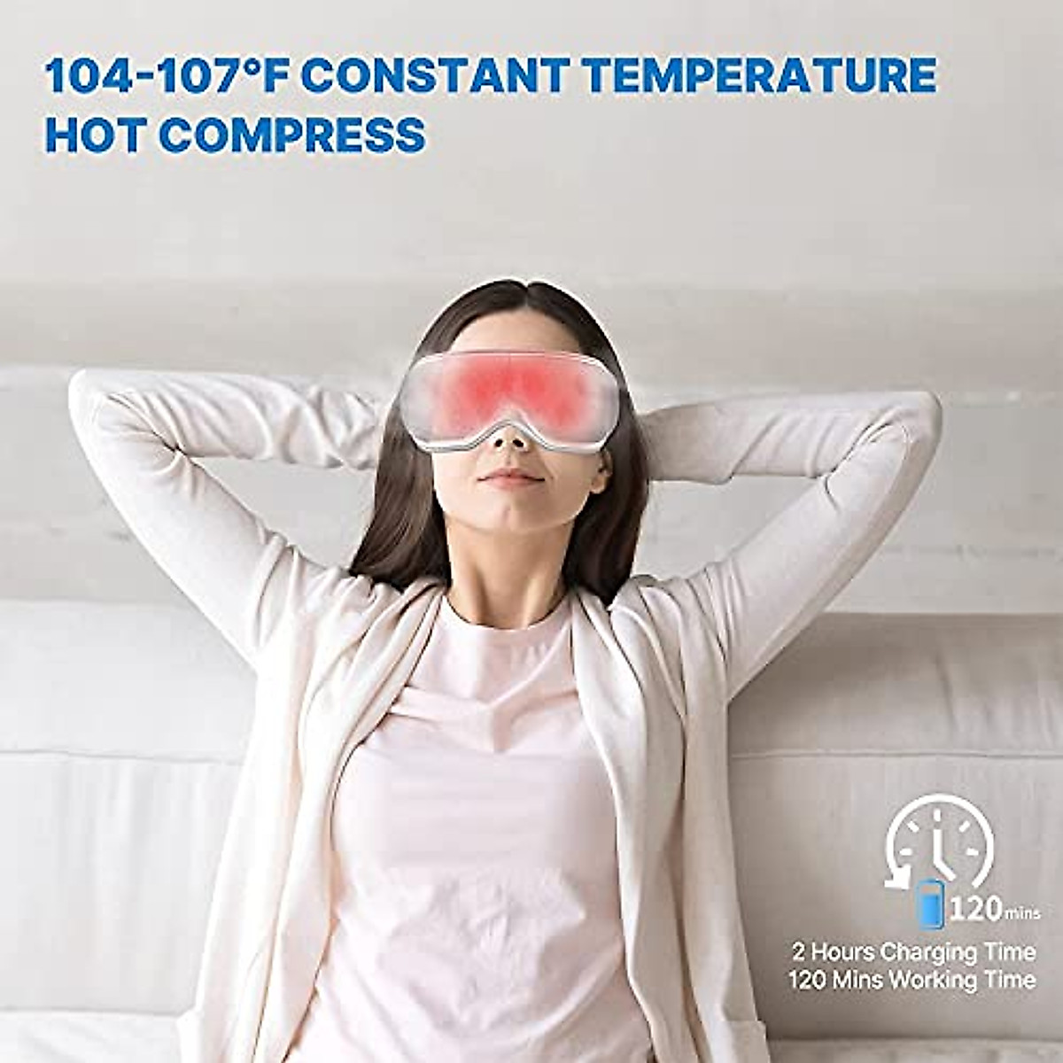 RENPHO Eye Massager with Heat, Birthday Gift Bluetooth Music Heated Eyeris 1 Massager for Migraines, Relax and Reduce Eye Strain Dark Circles Eye Bags Dry Eye Improve Sleep, Gift for Wife/Men