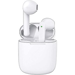 Wireless Earbuds Bluetooth Headphones in-Ear Stereo Bluetooth 5.0 Headsets Earphones Fit for Sports with Built in Microphone and Charging Case IPX7 Waterproof for iOS/Android Smart Devices-White