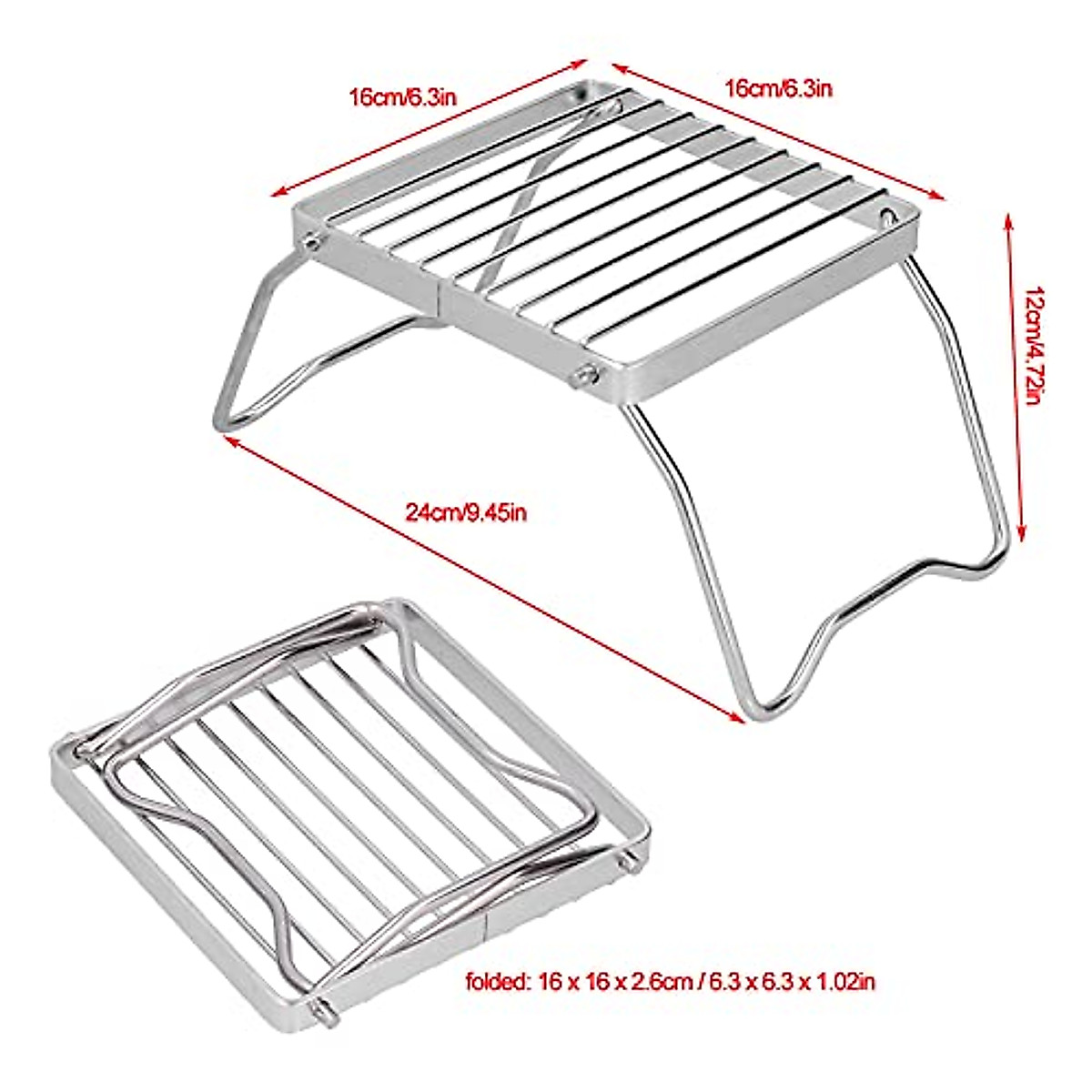 Burner Stand, Portable Stainless Steel Burner Bracket, 6.3inch Foldable Outdoor Gas Stove Pot Rack, Heat Resistance Burner Stove Stand with Storage Bag for Cooking Party Camping Barbecue, Burner