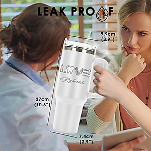 LifGif Personalized Laser Engraved 40 oz Large Tumbler with Handle, Straw and Lid - Dental Hygienist gifts Custom engraved tumbler, insulated for hot and cold, Custom Coffee Cup, Bottle Water