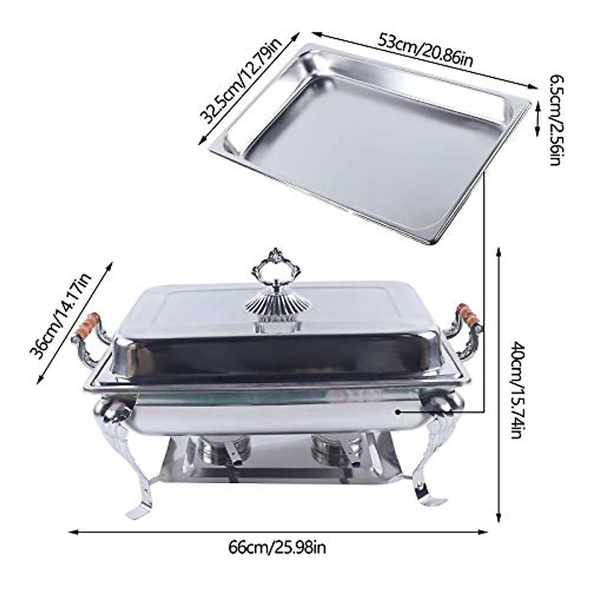 Electric Chafing Dish Buffet Set,Stainless Steel Warming Container,Chafing Dish Food Warmer,Food Insulation,Rectangular Buffet Server Pan,Suitable for Buffet,Wedding and Other Banquet Events