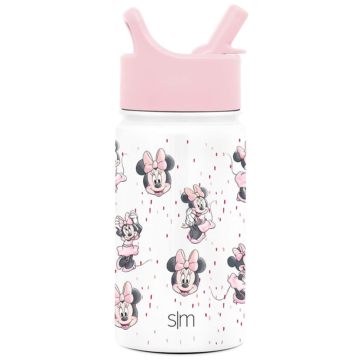 Simple Modern Disney Minnie Mouse Kids Water Bottle with Straw Lid | Reusable Insulated Stainless Steel Cup for School | Summit Collection | 14oz, Minnie Mouse Sprinkle