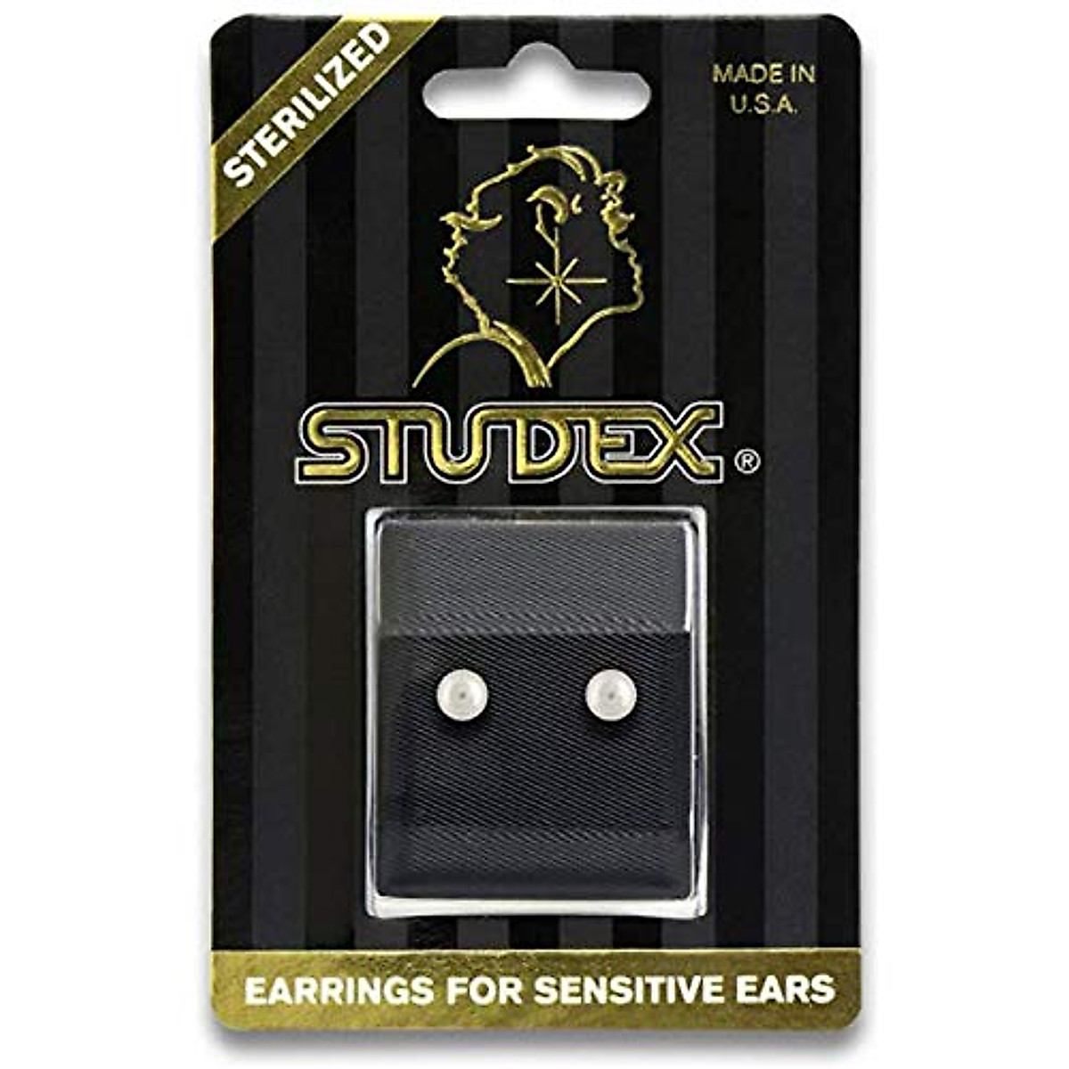 STUDEX Sensitive White Pearl Stud Earrings 4mm | Hypoallergenic and Nickel Safe for Sensitive Ears | Gold Plated Posts | High Fashion Earrings for Women and Men-PR-674-S