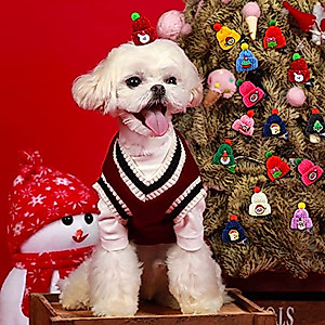 20pcs Christmas Pet Head Flower, Christmas Festive Head Flower with Cartoon Patch for Small and Medium Pet Hair Grooming (Hat)