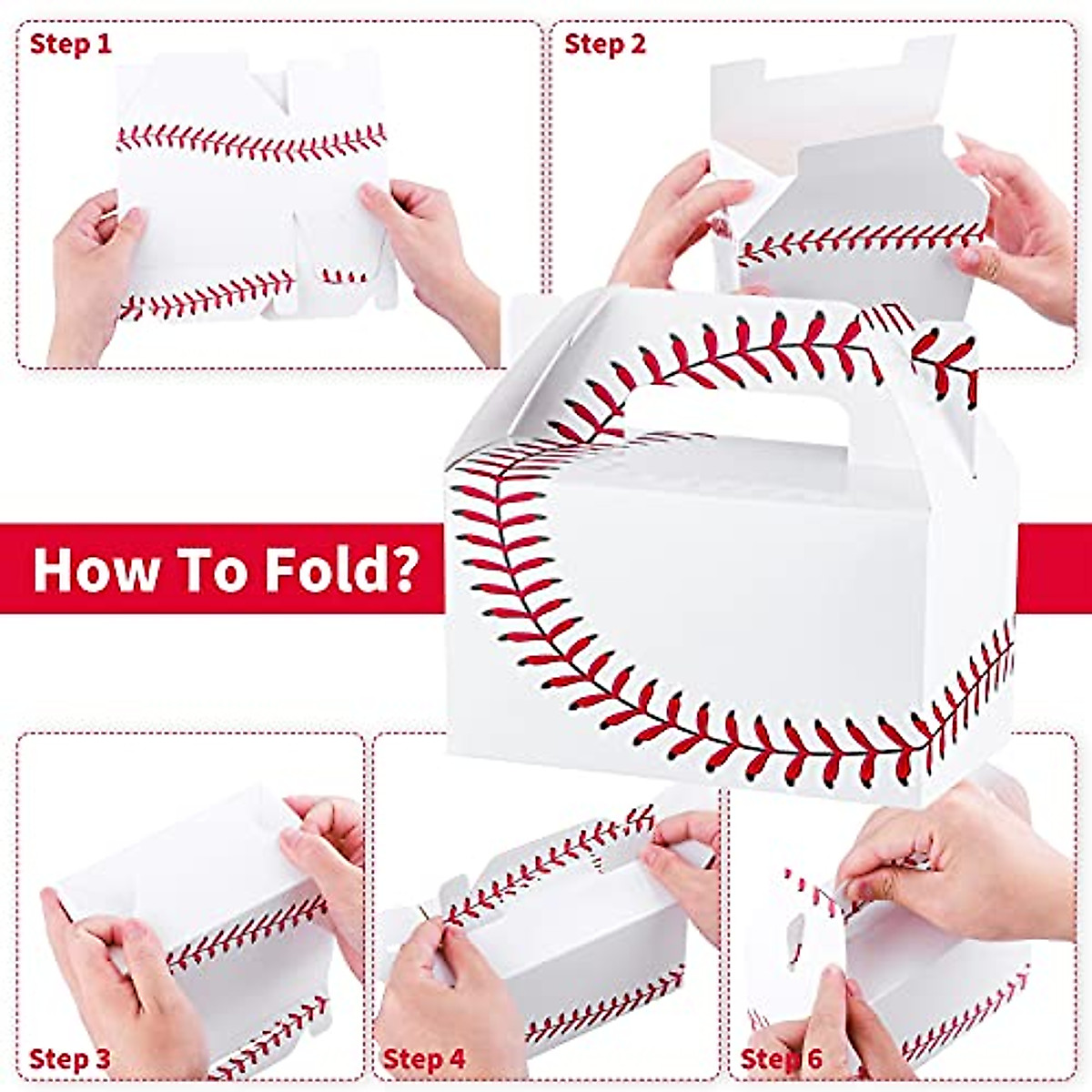 durony 6.2" Baseball Favor Boxes 24 PCS Cardboard Treat Boxes Baseball Sports Theme Party Gift Box Candy Snack Goodie Bags for Kids Adults Baby Shower Baseball Party Supplies