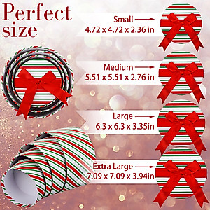 Qilery 8 Pcs Christmas Round Nesting Gift Boxes Candy Cane Gift Boxes Red and White Christmas Cookie Boxes with Lids 4 Assorted Size Stackable Cardboard Box with Red Ribbon for Gift Giving Wrapping