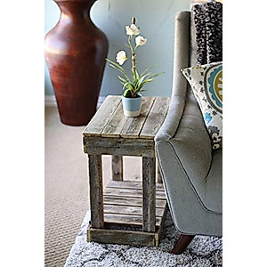 Natural Slatted End Table