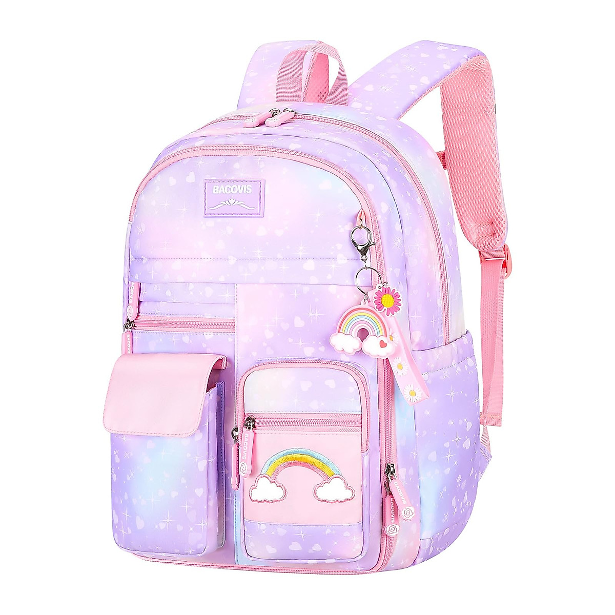 Youngsing Girls Backpack,Backpacks for Girls,Kids Backpack with Compartments Elementary School Bag For Girls School Backpack(Purple)