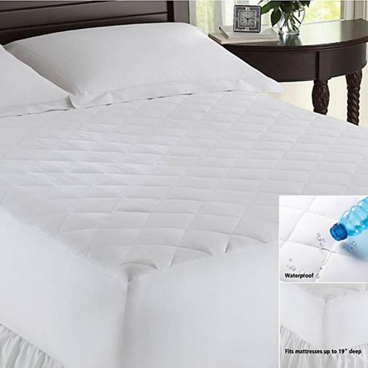 LCM Home Fashions Microfiber Waterproof Mattress Pad, Queen
