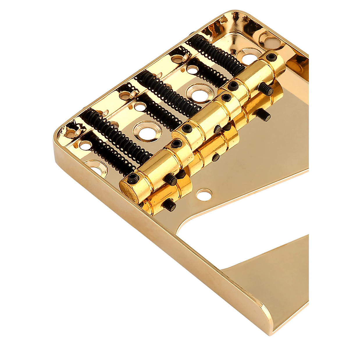 Bogart Guitar Bridge Tailpiece 3 Pcs Zinc Saddles Bridge for Vintage Tele Telecaster Style Electric Guitar Parts Top or Bottom Load Ashtray Style Gold.