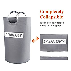 Lifewit 82L Large Laundry Basket Collapsible Clothes Hamper Durable Oxford Fabric Portable Folding Laundry Bin for Bedroom, Laundry Room, Closet, Bathroom, College, Grey