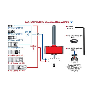 Freud 32-504: flush, 1/8",1/4",5/16",3/8",7/16",1/2" Depth Rabbeting Bit with Bearings