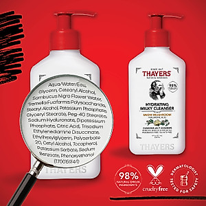Thayers Milky Face Cleanser with Snow Mushroom, Hyaluronic Acid - Gentle, Hydrating, Dermatologist Recommended for Dry, Sensitive Skin - Paraben Free, 8 oz