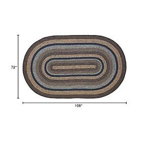 IHF Home Decor | Denim Premium Braided Collection | Primitive, Rustic, Country, Farmhouse Style | Jute/Cotton | 30 Days Risk Free | Accent Rug/Door Mat | Blue, Beige | 27"x48" Oval