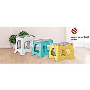 Vigar Compact Foldable 2-Step Stool, 16 inches, Lightweight, 330-pound Capacity Non-Slip Folding Step Stool, Gray