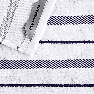 KitchenAid Albany Dishcloth 8 Pack Set, Cobalt Blue/White, 12"x12"