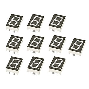 Bettomshin 10Pcs LED Digital Tube Common Cathode 10 Pin 1 Bit 1.34 x 0.94 x 0.31inch(LxWxH) 1" Red Display Digital Tube 10016AS