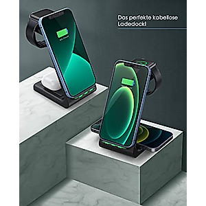 Wireless Charging Station,3 in 1 Fast Charging Station,Wireless Charger Stand for iPhone 13/12/11 Pro Max/X/Xs Max/8/8 Plus, AirPods 3/2/pro, iWatch Series 7/6/5/SE/4/3/2, and Samsung Phones