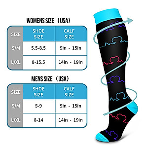 BLUEENJOY Copper Compression Socks for Women & Men (6 pairs) - Best Support for Nurses, Running, Hiking, Recovery