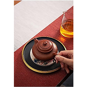 Ceramic Dry Foam Tray, Large disc Pot Bearing Kung Fu Tea Tray. Size 6.4 * 6.4 * 0.4 inches (A1)