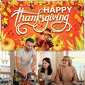 KatchOn, Happy Thanksgiving Banner - XtraLarge, 72x44 Inch | Happy Thanksgiving Backdrop, Thanksgiving Decorations Banner | Thanksgiving Party Decorations, Fall Decorations | Thanksgiving Wall Banner
