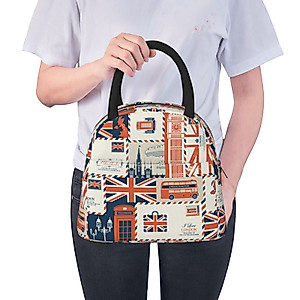 Oplp London Theme Envelopes Symbols Flag Retro Style Lunch Bag Box Meal Prep Insulated Handbag Reusable Lunch Container